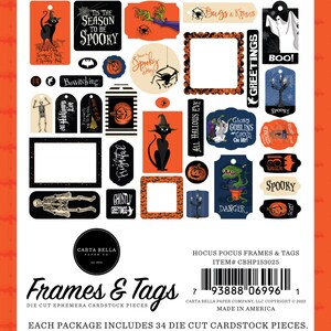 Carta Bella Hocus Pocus Cardstock FRAMES & TAGS Ephemera 34 Pcs HP153025 - Etsy