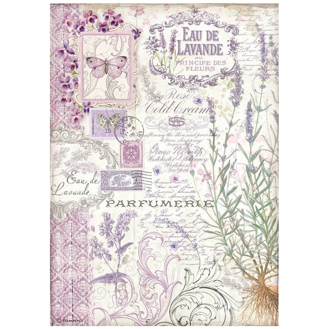 Stamperia Decoupage PROVENCE Lavender EAU De LAVANDE Rice Paper A4 ...