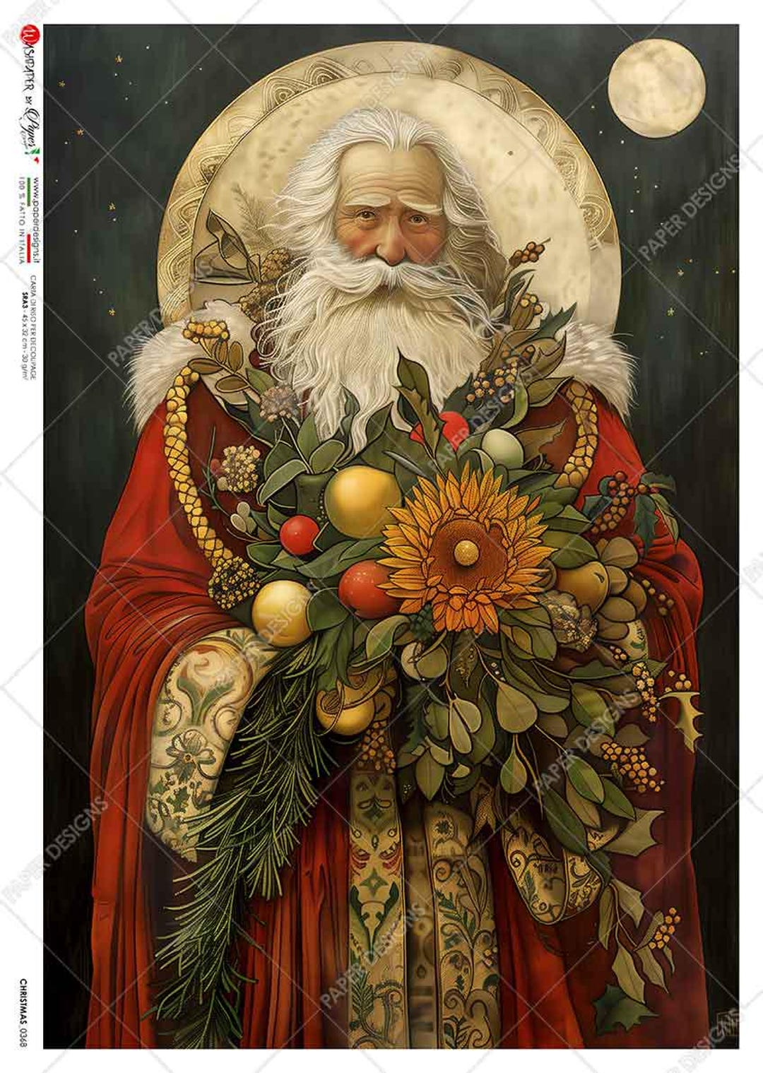 Paper Designs ST. NICHOLAS With Flowers II A4 Decoupage Rice Paper # ...