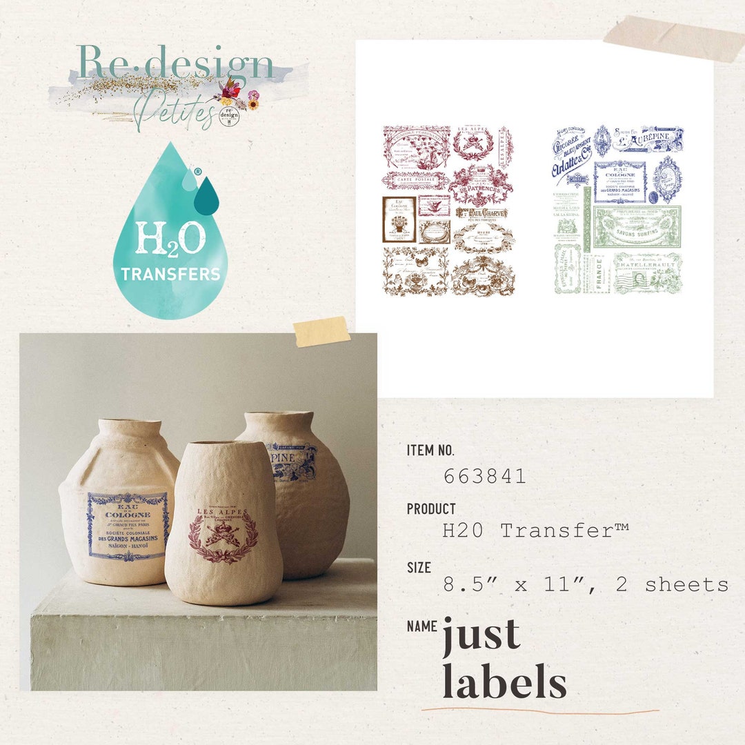 Re-design Prima JUST LABELS H20 Transfers 8.5"x 11" 2 Sheets #663841 - Etsy