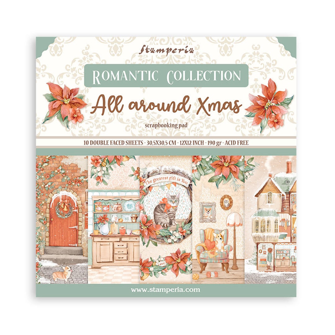 Stamperia ALL Around CHRISTMAS 12x12 Double Faced Scrapbook Paper 10 ...