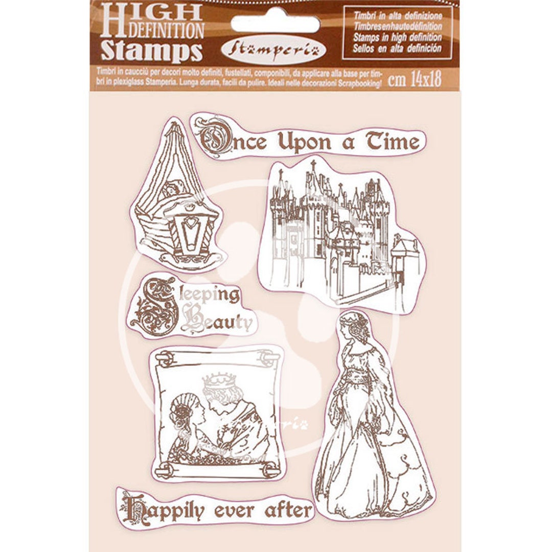 Stamperia SLEEPING BEAUTY Once Upon a Time HD Rubber Stamps 14x18 cm # ...