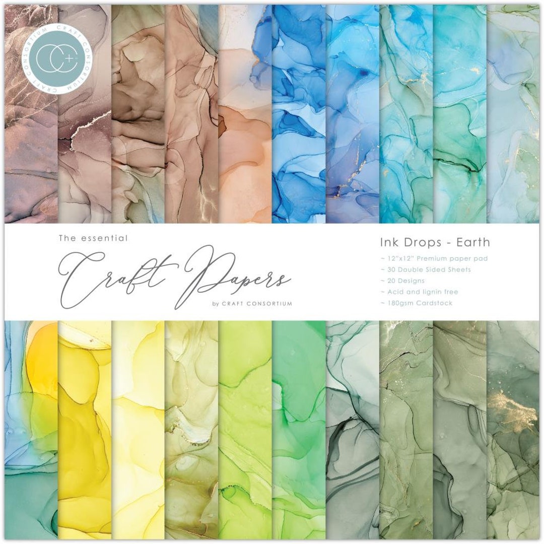 Craft Consortium Ink Drops EARTH The Essential Craft Papers 12x12 30 ...