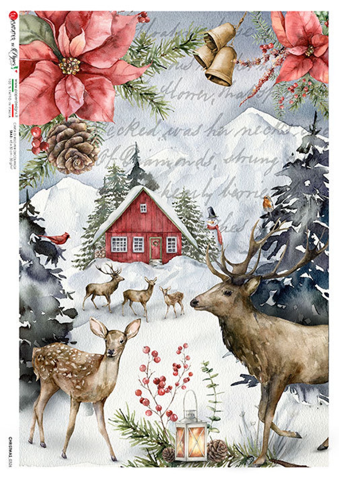 Paper Designs CHRISTMAS DEER A4 Decoupage Rice Paper CHRISTMAS 0326 - Etsy