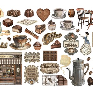 Stamperia COFFEE and CHOCOLATE Adhesive Paper Cut Outs EPHEMERA DFLCT35 ...