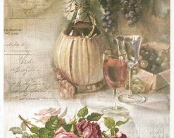 ITD Collection WINE SCRIPT With Roses A4 Decoupage Rice Paper R0981 - Etsy