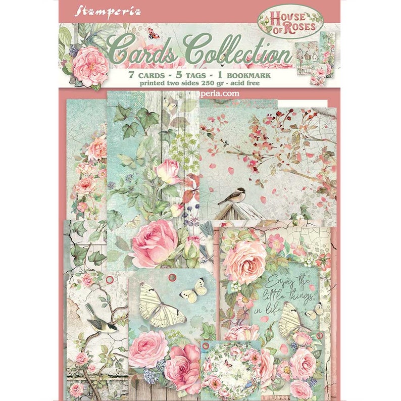 Stamperia HOUSE of ROSES CARDS Collection 7 Cards 5 Tags 1 - Etsy