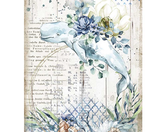 STAMPERIA Romantic Collection Sea Dream WHALE Rice Paper A4 Decoupage ... STAMPERIA Romantic Collection Sea Dream WHALE Rice Paper A4 Decoupage ...