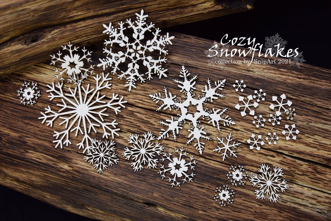 Snipart Cozy Snowflakes SNOWFLAKES Big Set Chipboard - Etsy