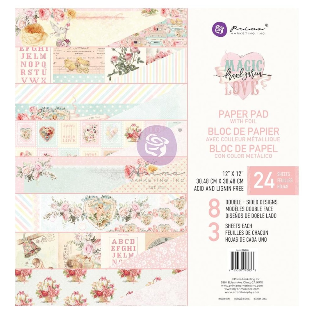 Prima Magic Love Collection 12x12 PAPER PAD With Foil Details 24 Sheets ...
