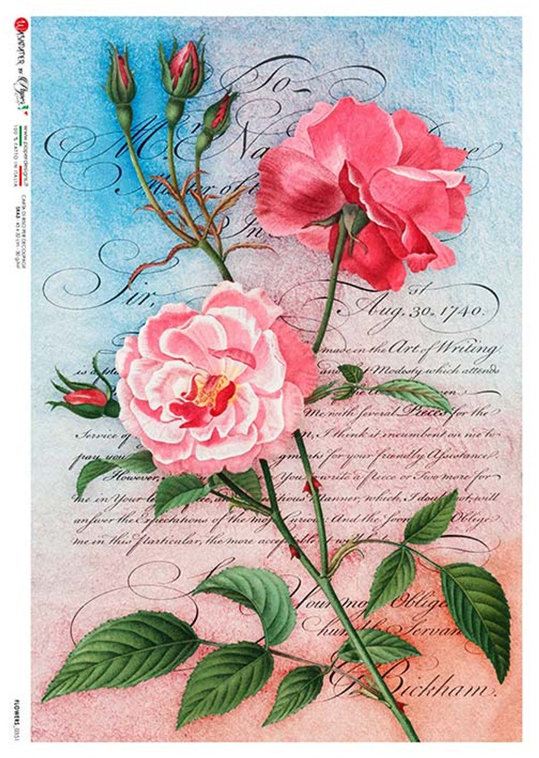 Paper Designs ROSE LETTER A4 Decoupage Rice Paper FLOWERS 0351 - Etsy