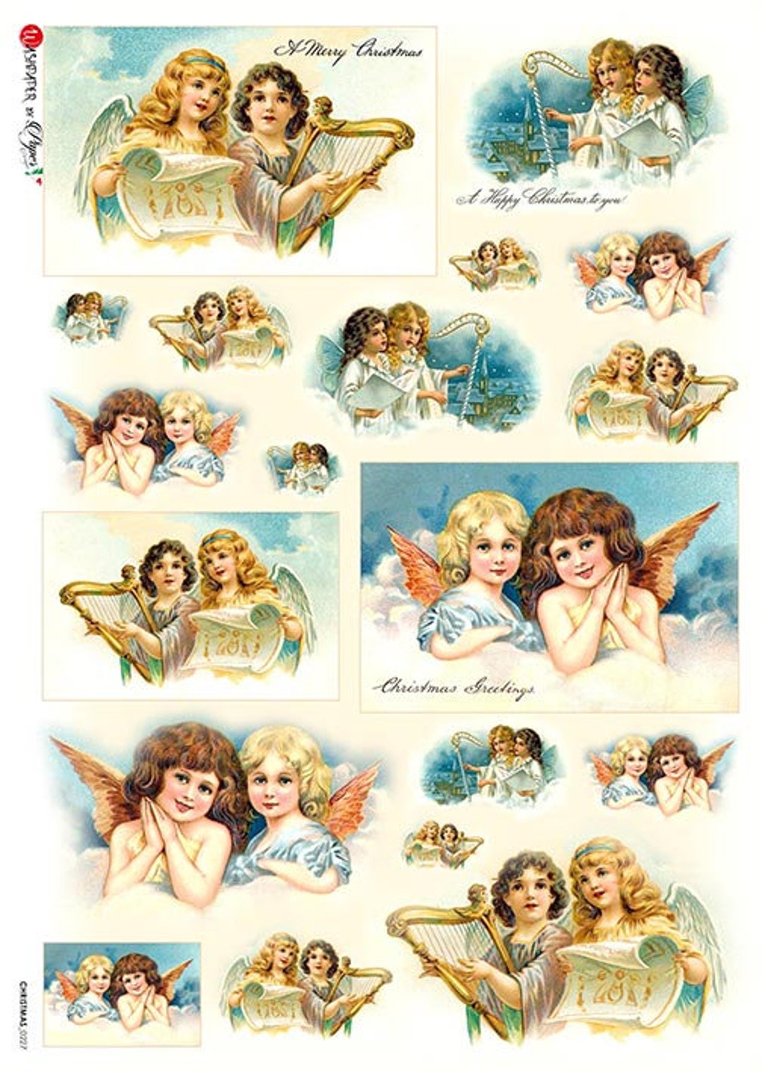 Paper Designs CHRISTMAS Angels A4 Decoupage Rice Paper CHRISTMAS 0227 ...