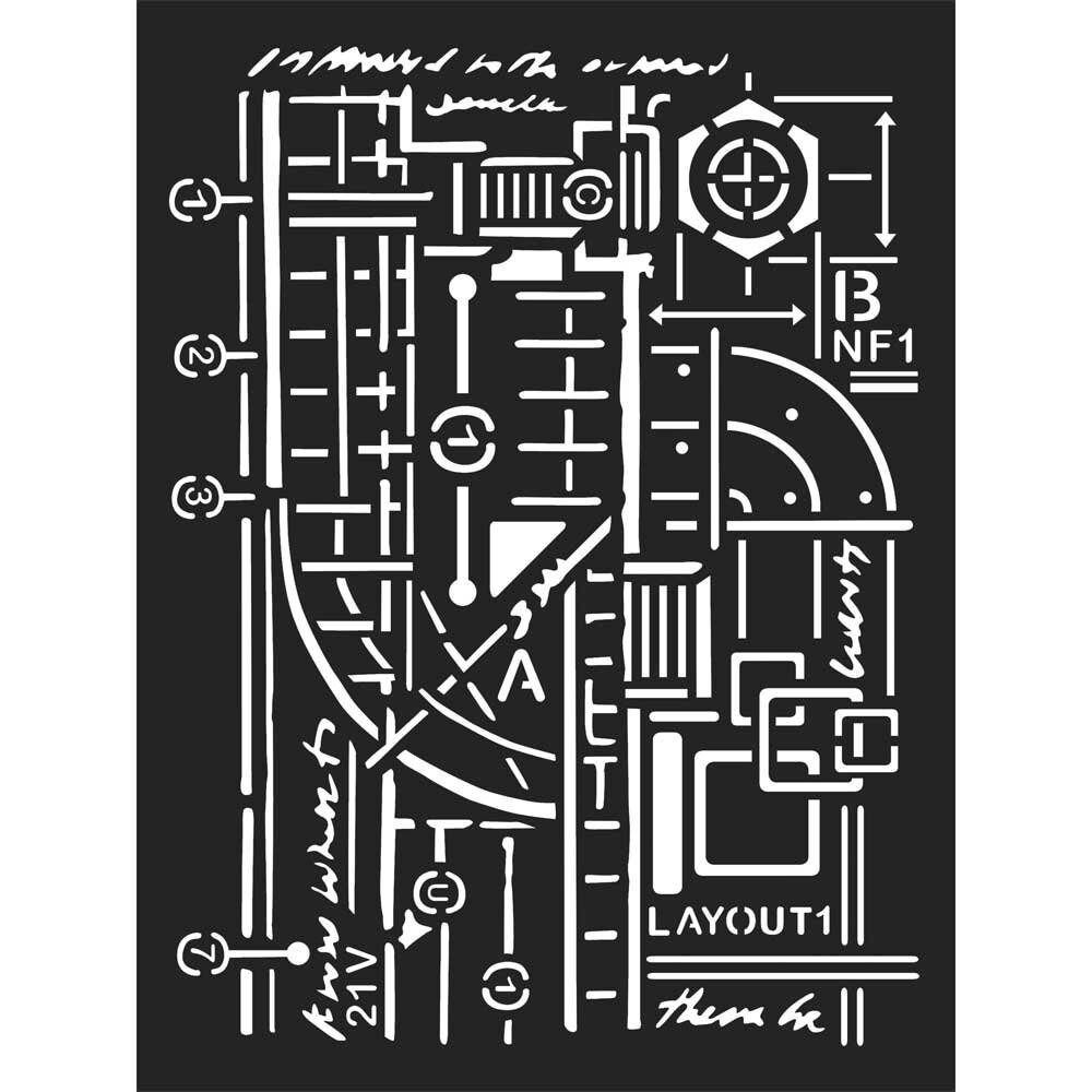 Stamperia Mixed Media LAYOUT Steampunk Stencil by Antonis Tzanidakis ...