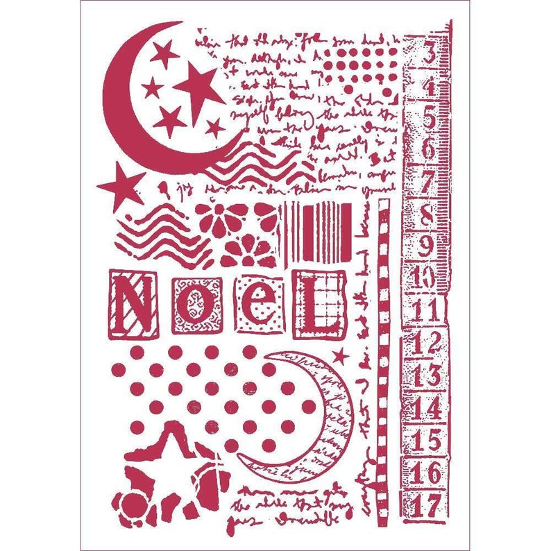 Stamperia Stencil Christmas MOON STAR and WRITINGS Formato - Etsy