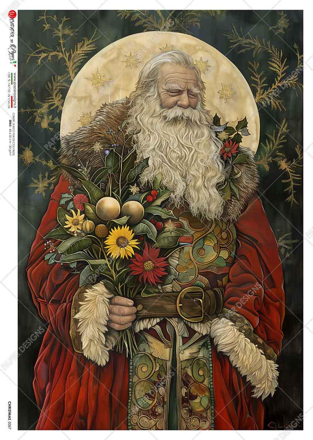 Paper Designs ST. NICHOLAS With Flowers I A4 Decoupage Rice Paper # ...