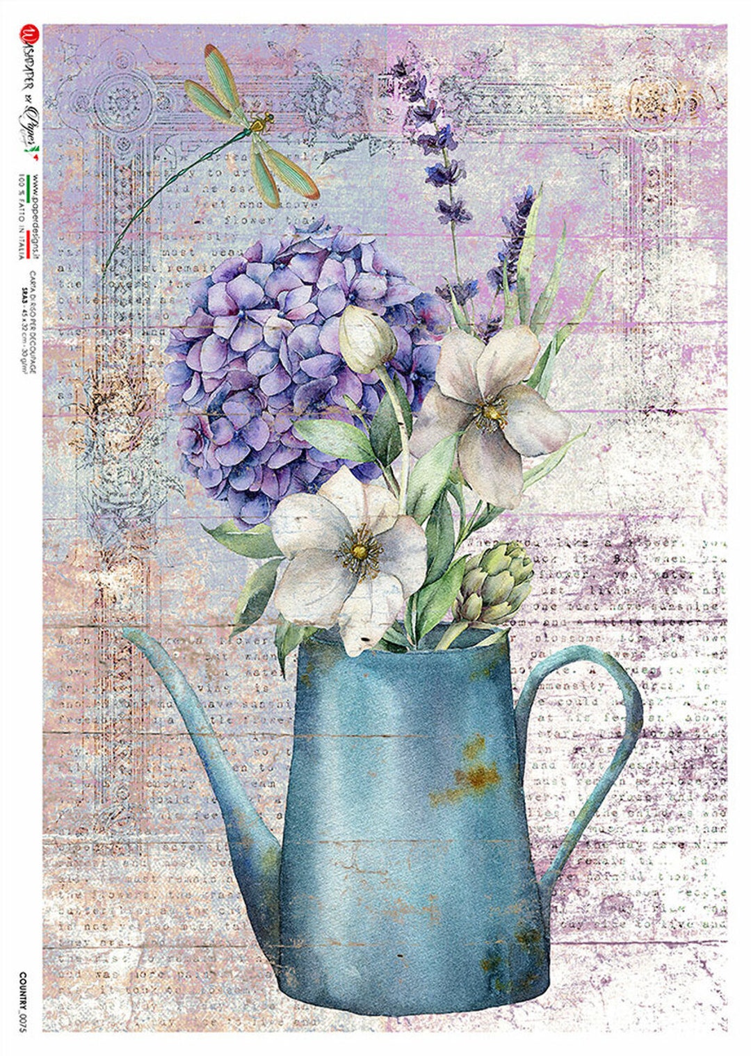 Paper Designs PURPLE FLOWERS in a VASE A4 Decoupage Rice Paper ...