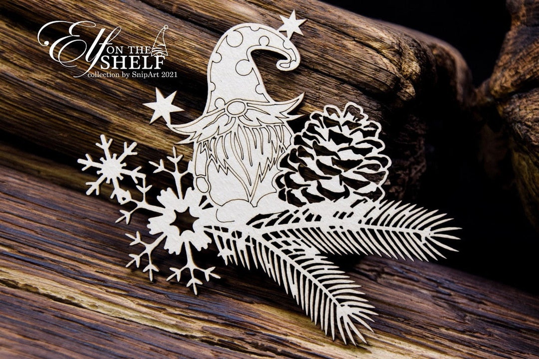Snipart ELF on the FIR TREE 1 Chipboard 25021 - Etsy