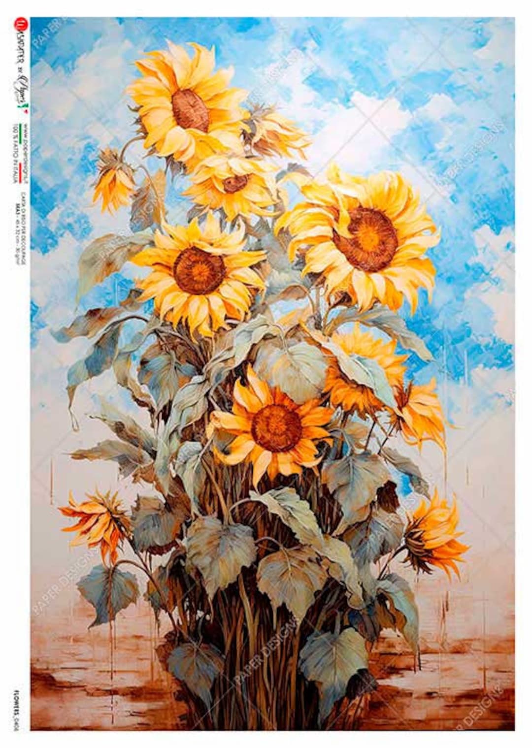 Paper Designs PATCH of SUNFLOWERS A4 Decoupage Rice Paper FLOWERS 0406 ...