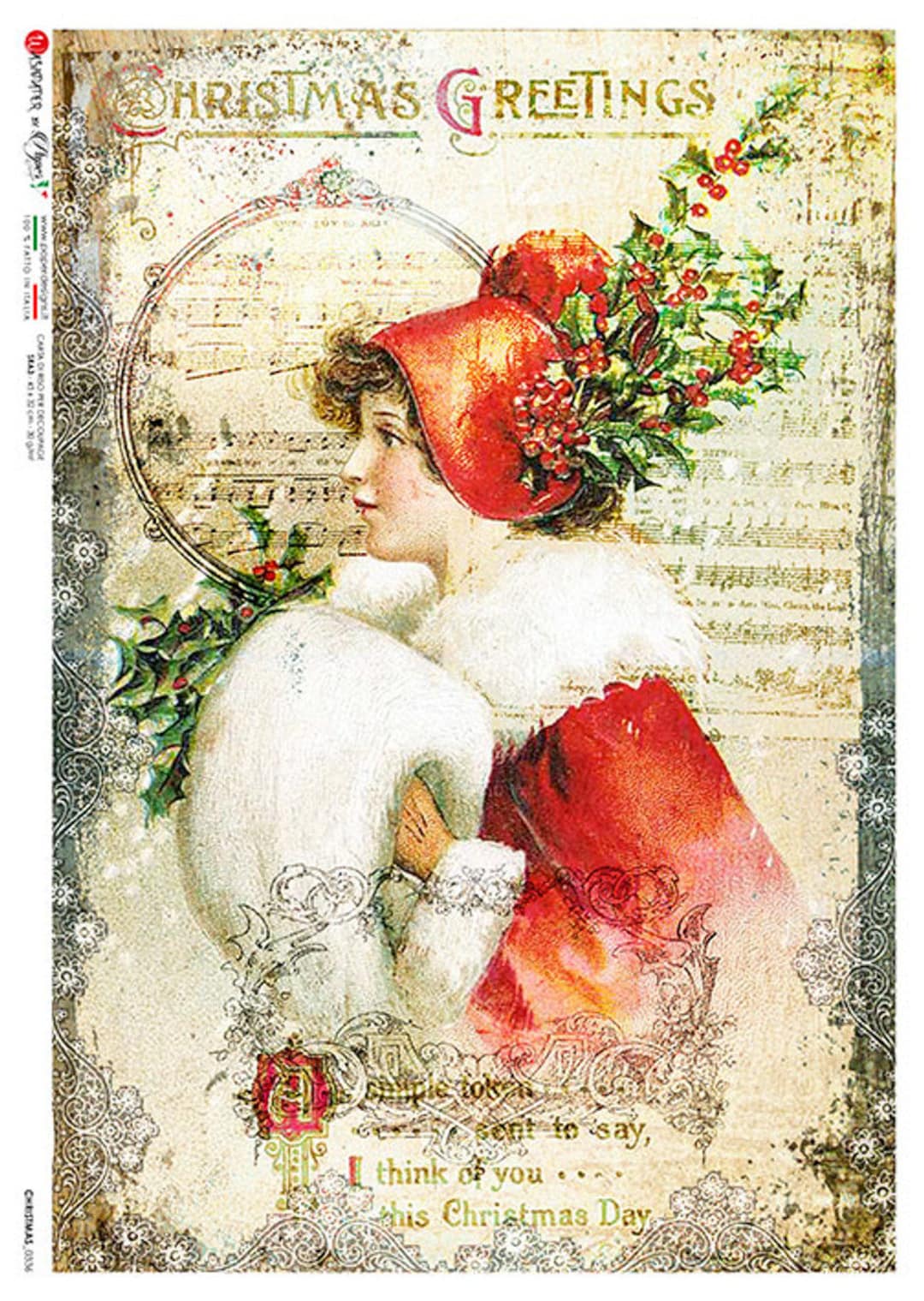 Paper Designs CHRISTMAS Vintage Lady A4 Decoupage Rice Paper #CHRISTMAS ...