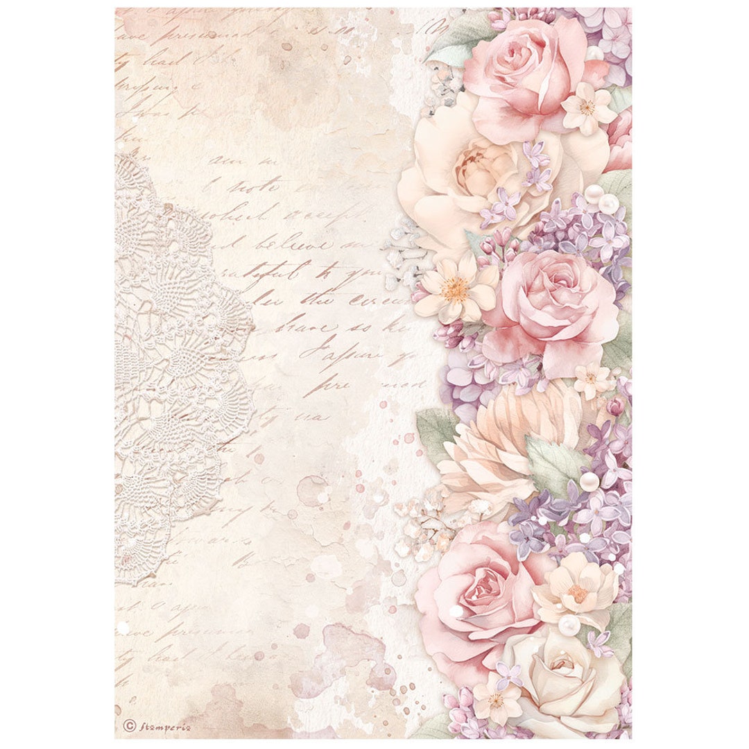 Stamperia ROMANCE Forever FLORAL BORDER Decoupage Rice Paper A4 # ...