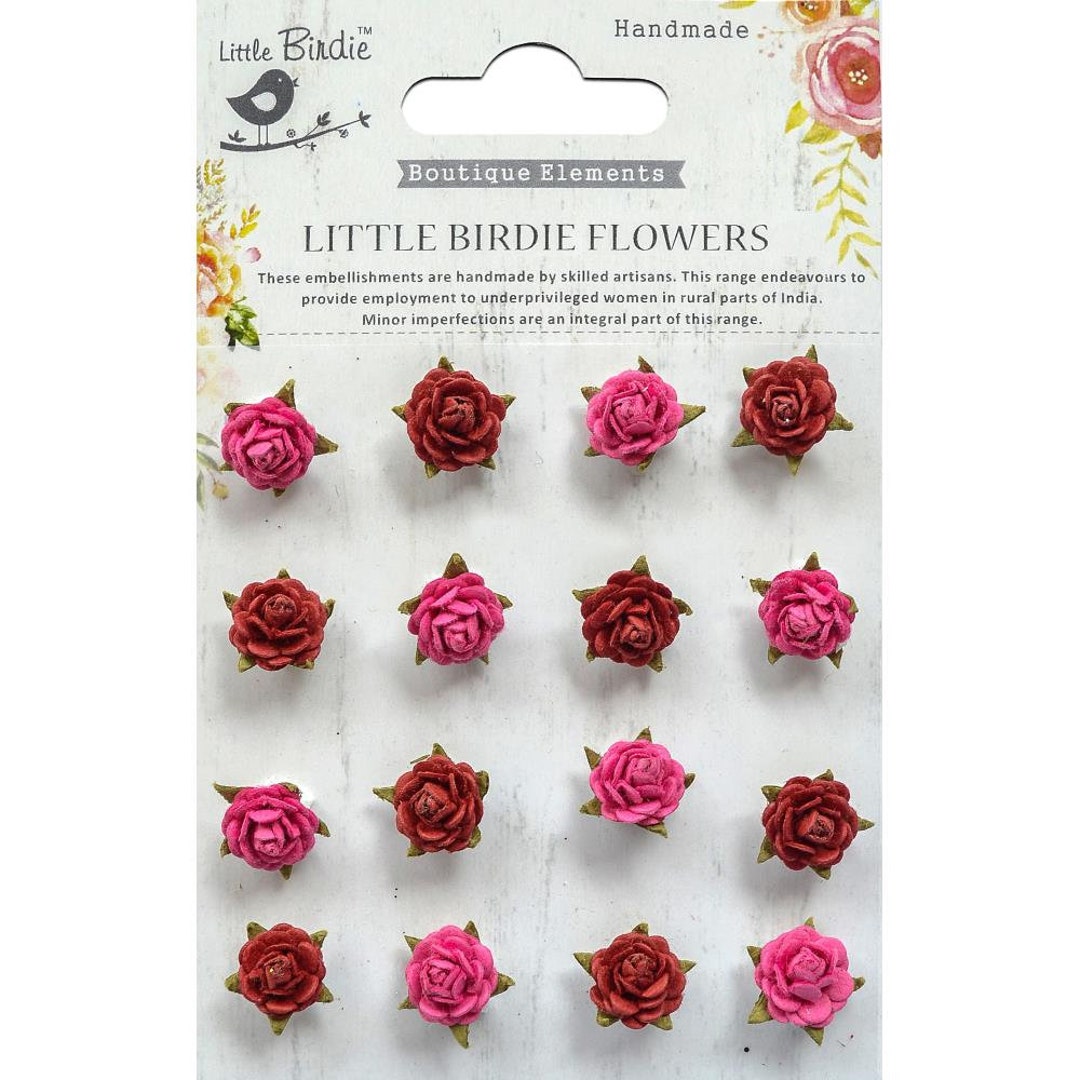 Little Birdie Beaded Micro Roses CANDY MIX Handmade Flowers 16 Pcs ...