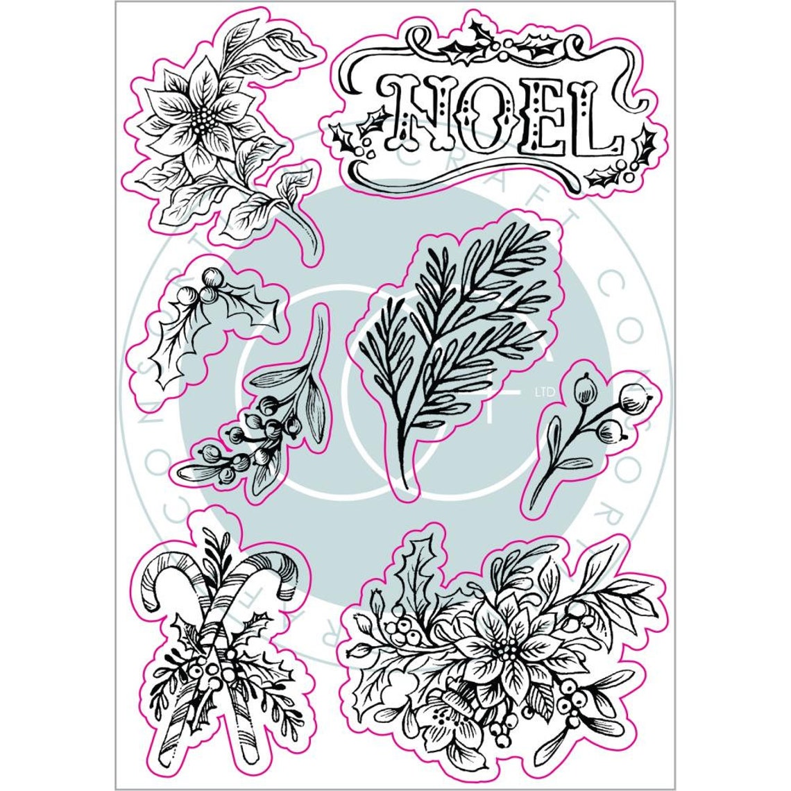 Craft Consortium NOEL CHRISTMAS FLORA Clear Stamps CCSTMP046 - Etsy