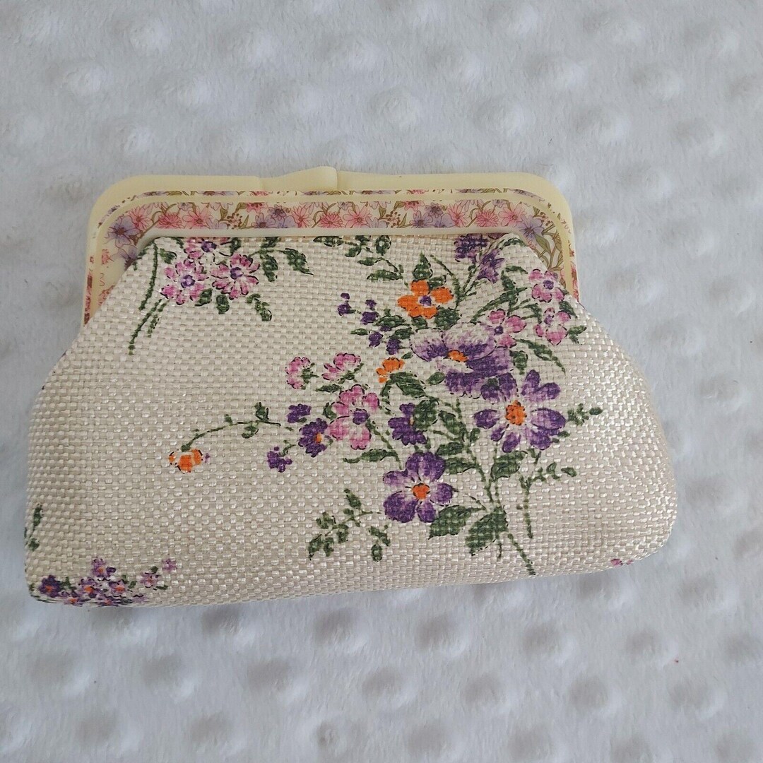 Vintage 80s Oriental Coin Purse Floral Jewelry Change Makeup Pouch ...
