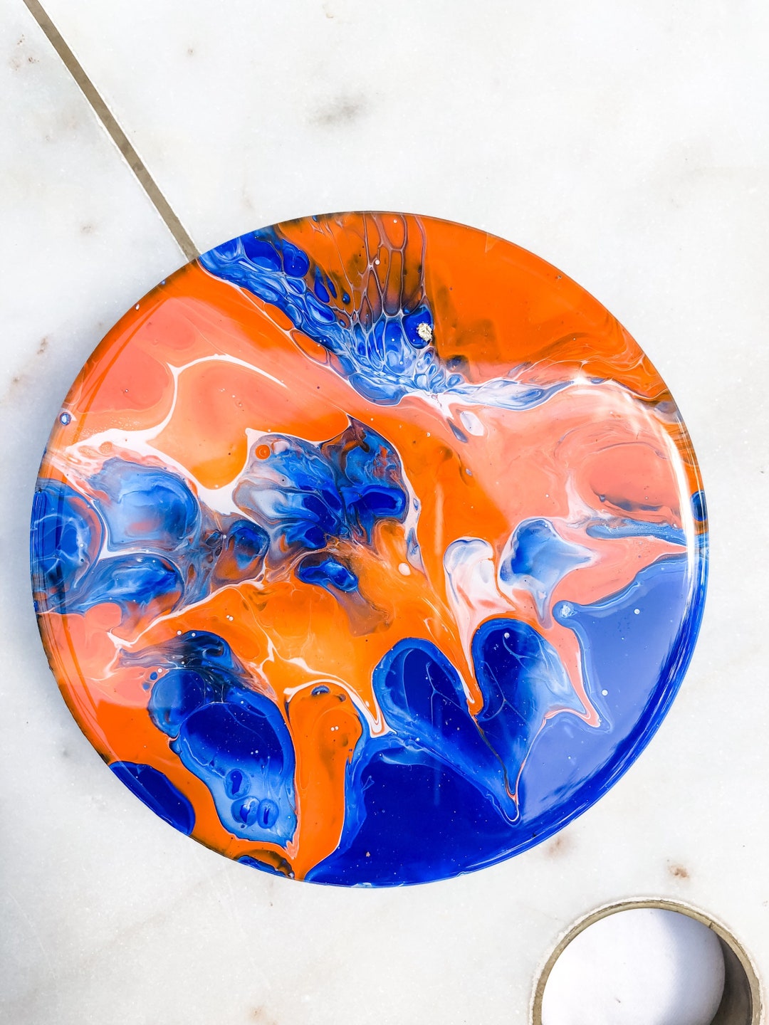 Orange and Blue Round Custom Coasters - Etsy