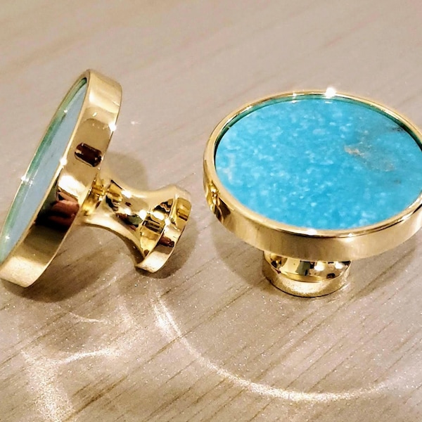 Blue Stone Knobs - Etsy
