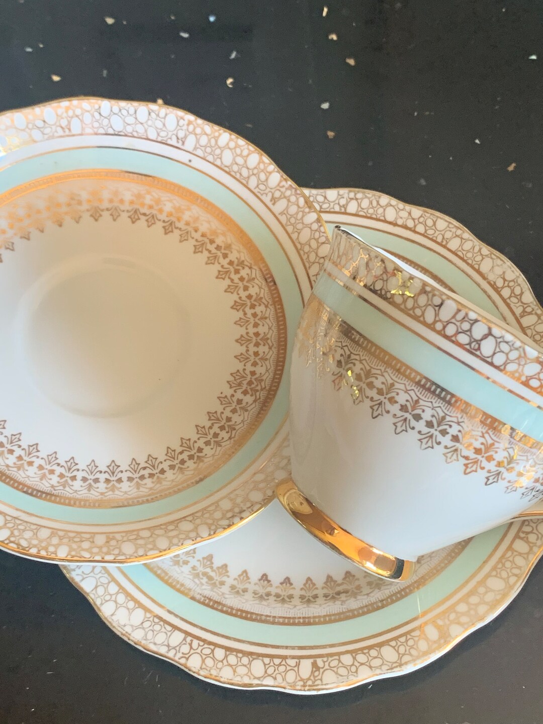 Vintage Ashley 22kt Gold Tea Trio, Cup, Saucer, Plate - Etsy