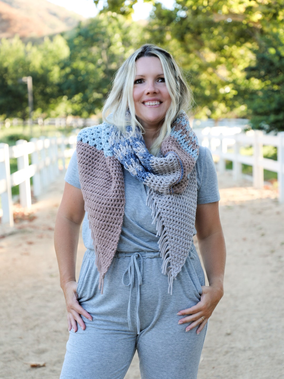CROCHET PATTERN• Easy Breezy Shawl, 7" Shawl, Easy Texture Repeats ...