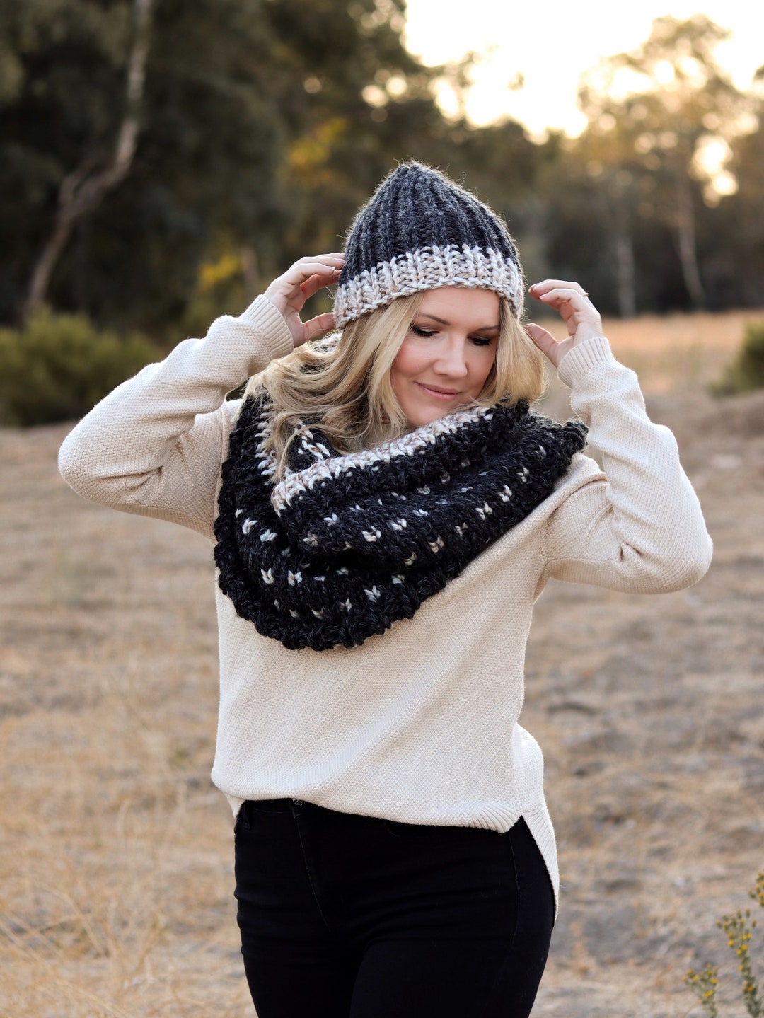 KNIT Pattern•knit Cowl, Easy Colorwork Cowl, Easy Knit Infinity Cowl ...