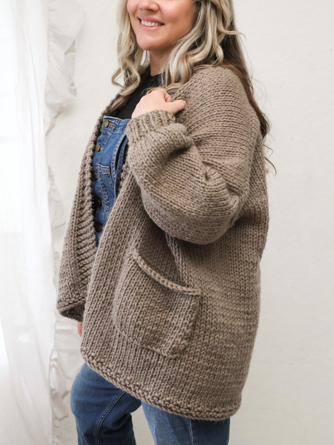 Stone Cardigan KNITTING PATTERN • Oversized Knit With Pockets (XS-5X ...