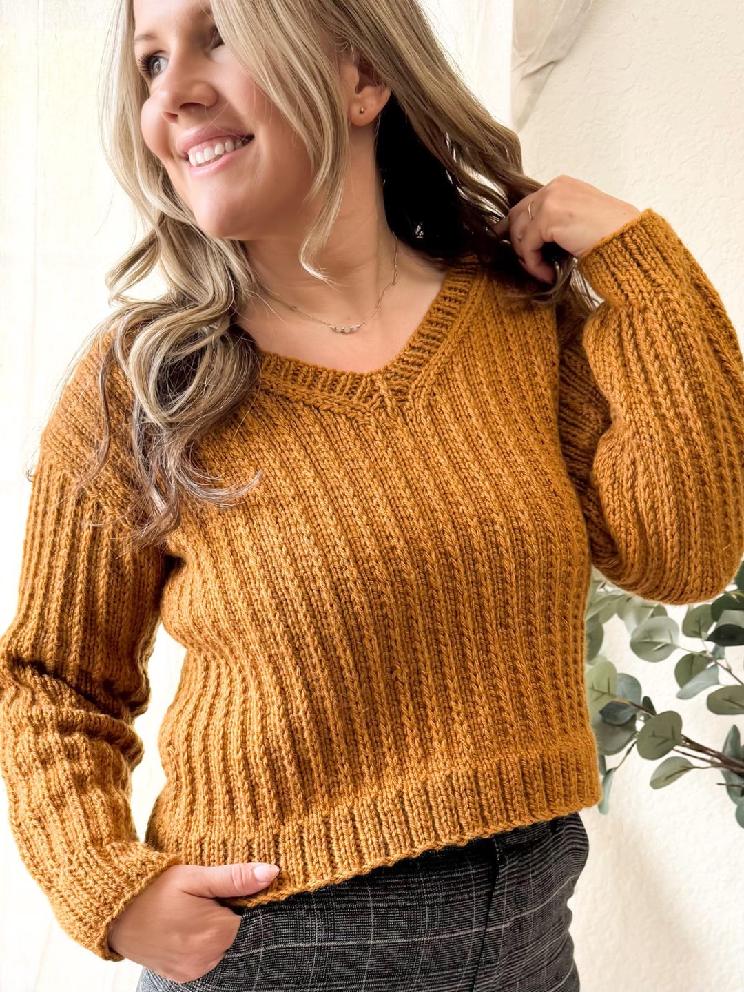 KNITTING PATTERN• Valley Sweater, Intermediate Knit, Mitered Neckline ...