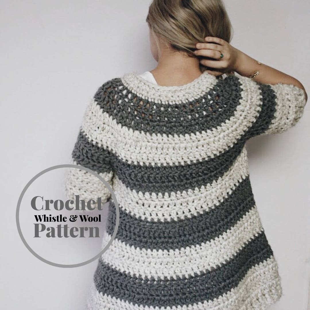 CROCHET Pattern•crochet Cardigan•chunky Cardigan•striped Cardigan•the ...