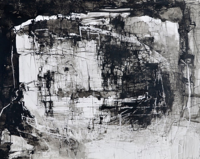 Large Abstract Drawing, Original Ink on Paper, Modern Fine Art ...