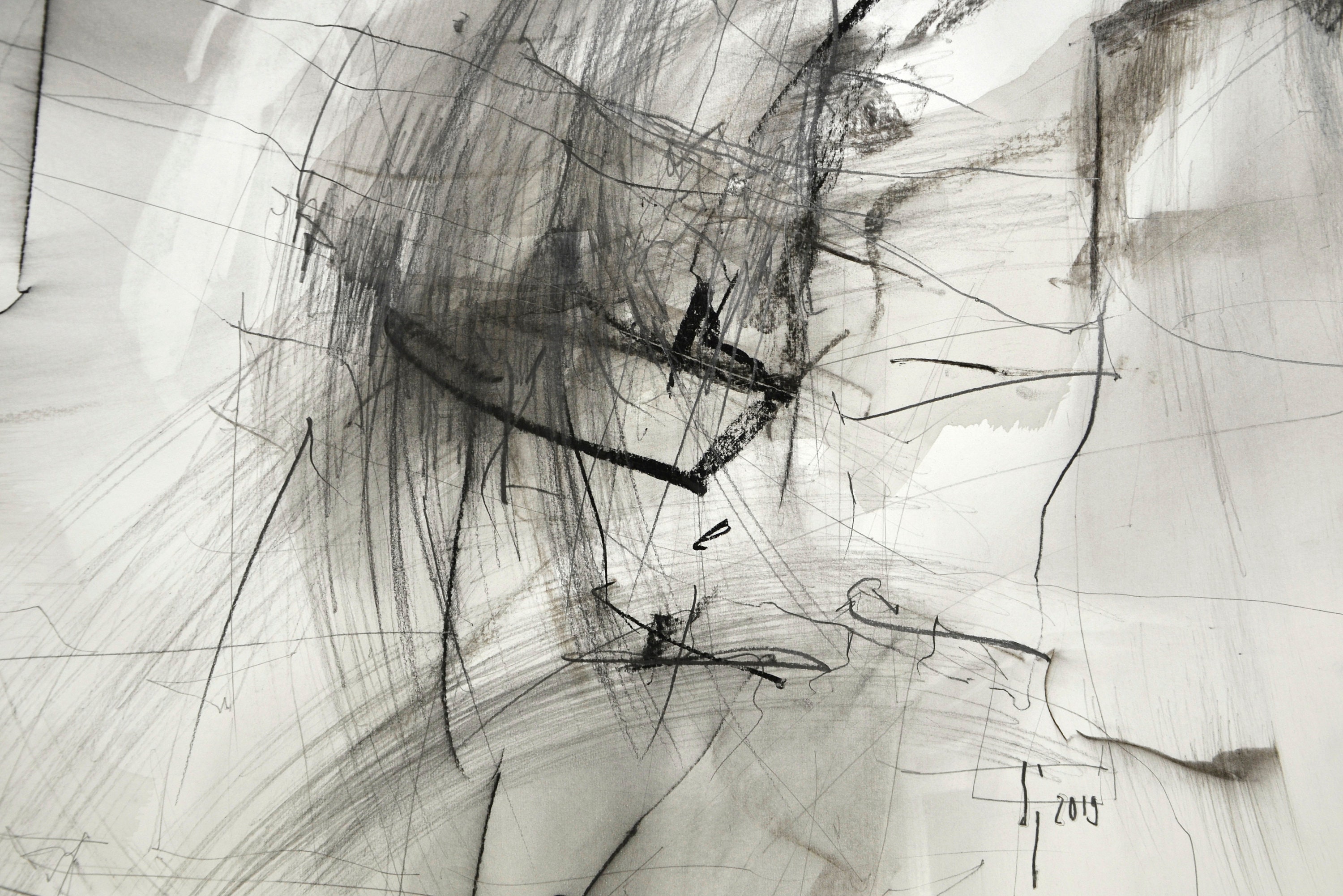 Contemporary Abstract Drawing, Original Pencil Art, Black and White ...