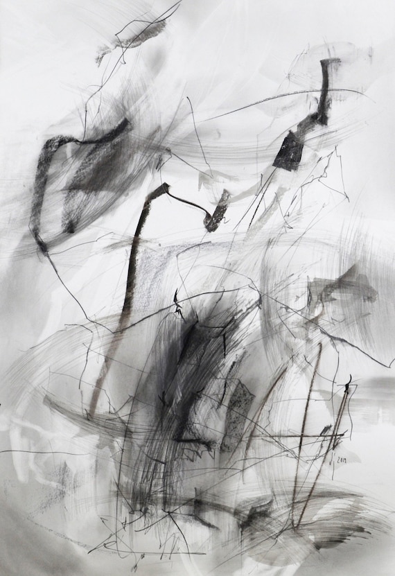 Original Pencil Drawing Abstract Art Drawing 40x28 Inches Black and White Abstract Art Contemporary Achromatic Ink Art Etsy UK
