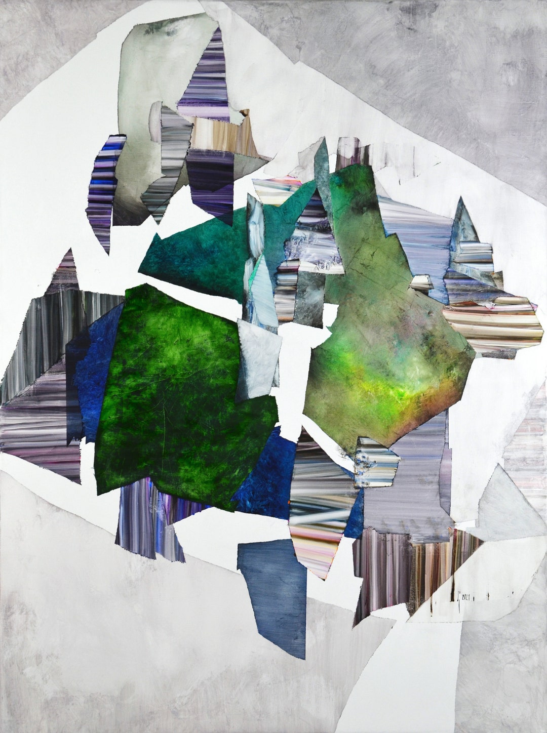 Original Abstract Art, Green Oil Painting on Canvas, Unique ...