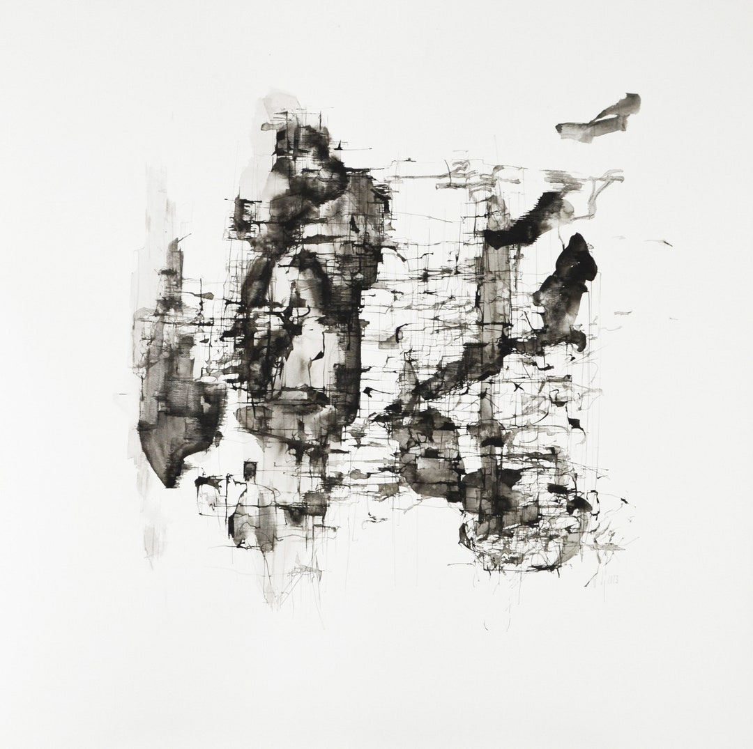 Original Ink Abstract Drawing, Contemporary Art, 40x40 Unframed - Etsy