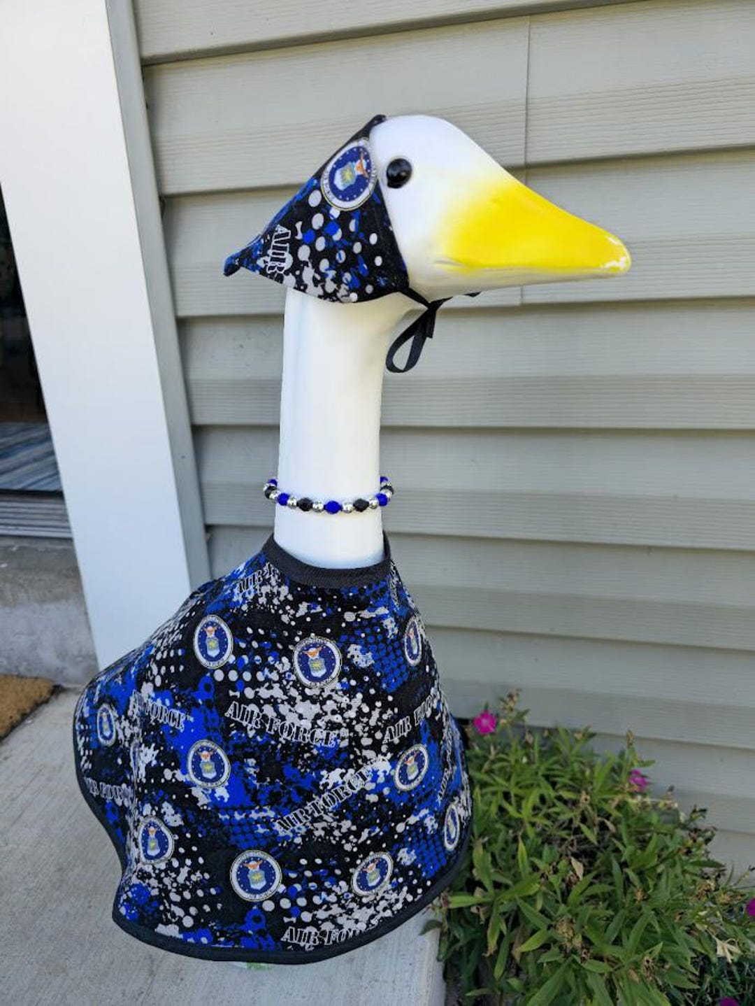 US Air Force Handmade Porch Goose Outfit Fabric Dress, Hat/scarf and ...