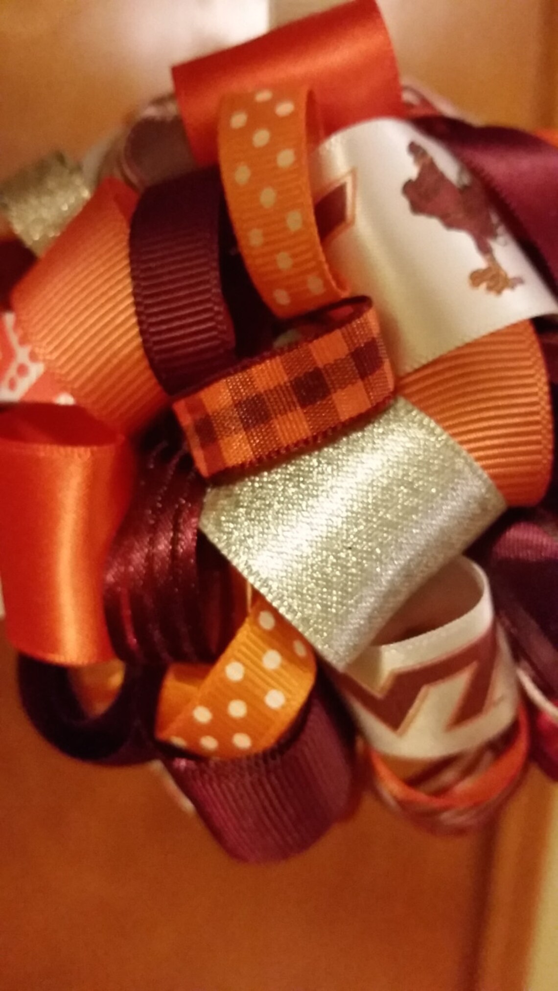 Virginia Tech Hokies Orange and Maroon Ribbon Topiary-style | Etsy