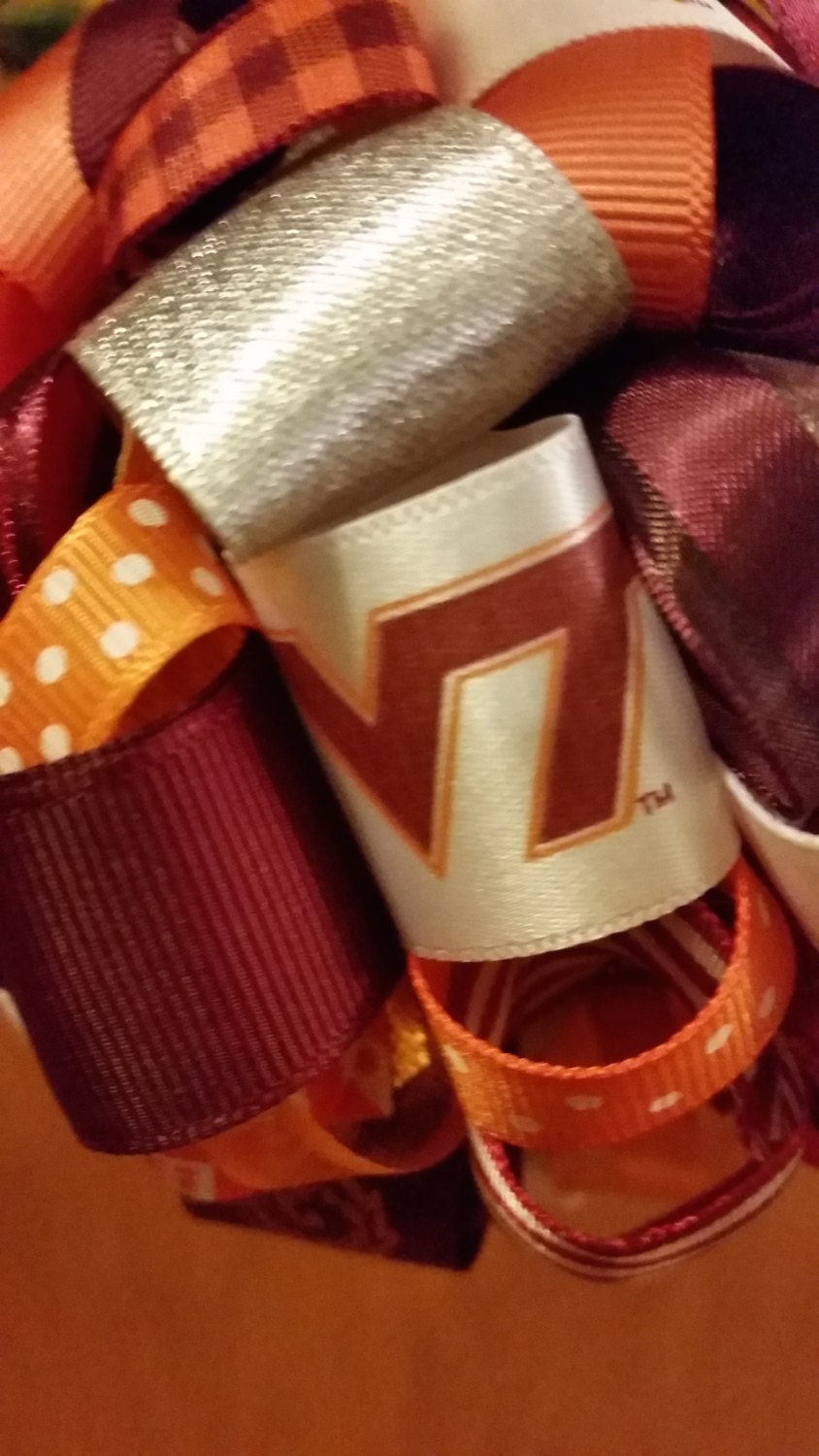 Virginia Tech Hokies Orange and Maroon Ribbon Topiary-style | Etsy