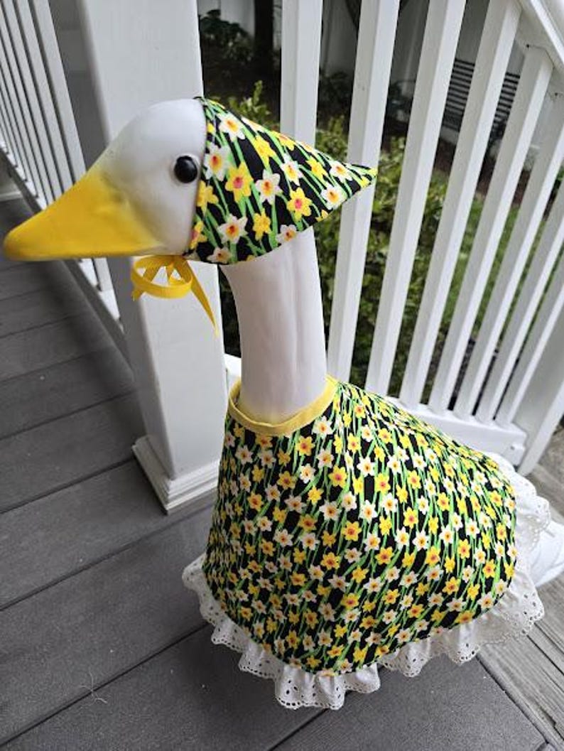 Porch Goose Outfit - Handmade Daisy Dress With Matching Head Scarf/hat ...