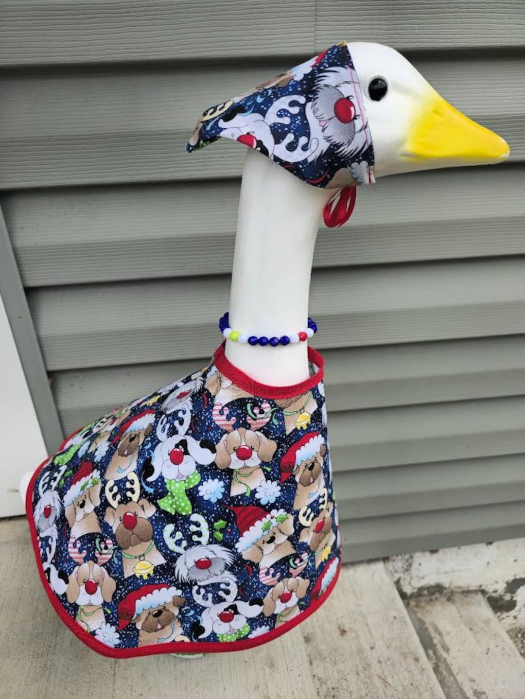 Holiday Doggies Handmade Porch Goose Outfit Fabric Dress, Hat/scarf and ...