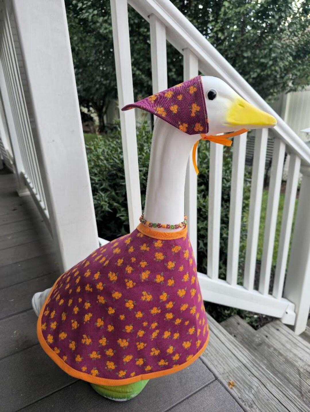 Handmade Porch Goose Outfit - Autumn Rustic Floral Dress, Matching Hat ...