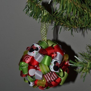 Mickey & Minnie Mouse Ribbon Topiary-style Ornament - Great for the ...