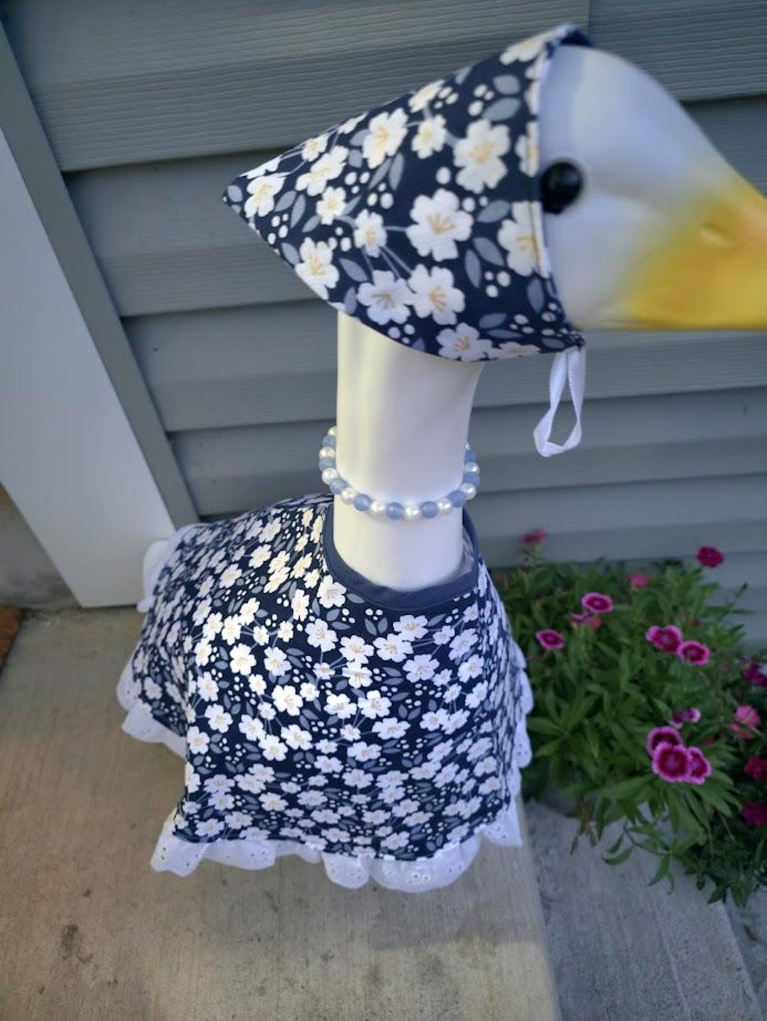 Daisy Blue Handmade Porch Goose Outfit -dress With Matching Head Scarf ...