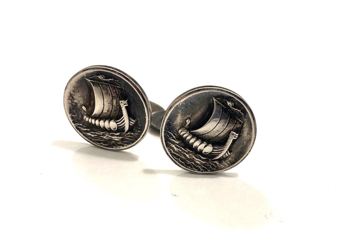 Georg Jensen Sterling Viking Ship Cufflinks Number 50 Denmark NEW PRICE ...