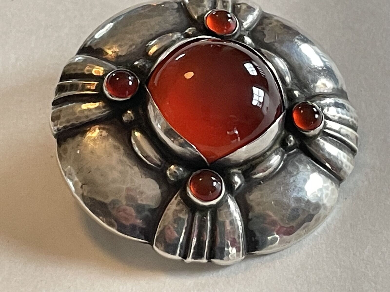 Very Rare Georg Jensen Sterling Brooch With Carnelian Stones - Etsy